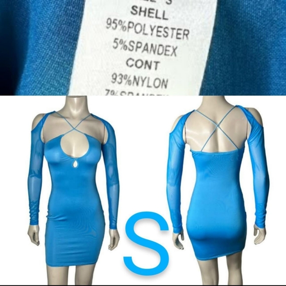Bear Dance Dresses Sexy Blue Cut Out Mesh Arms Mini Dresssize S Poshmark